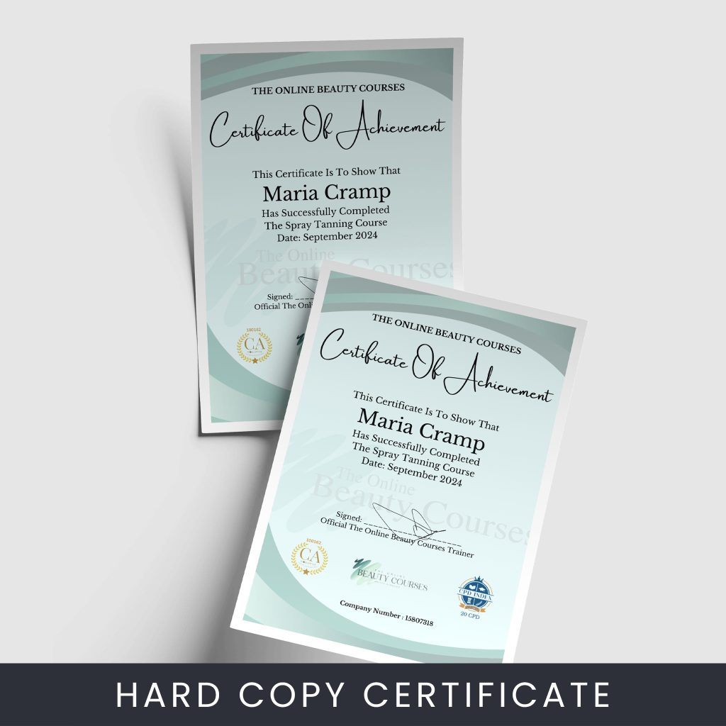 Hard Copy Certificate | The Online Beauty Courses 100+ Courses