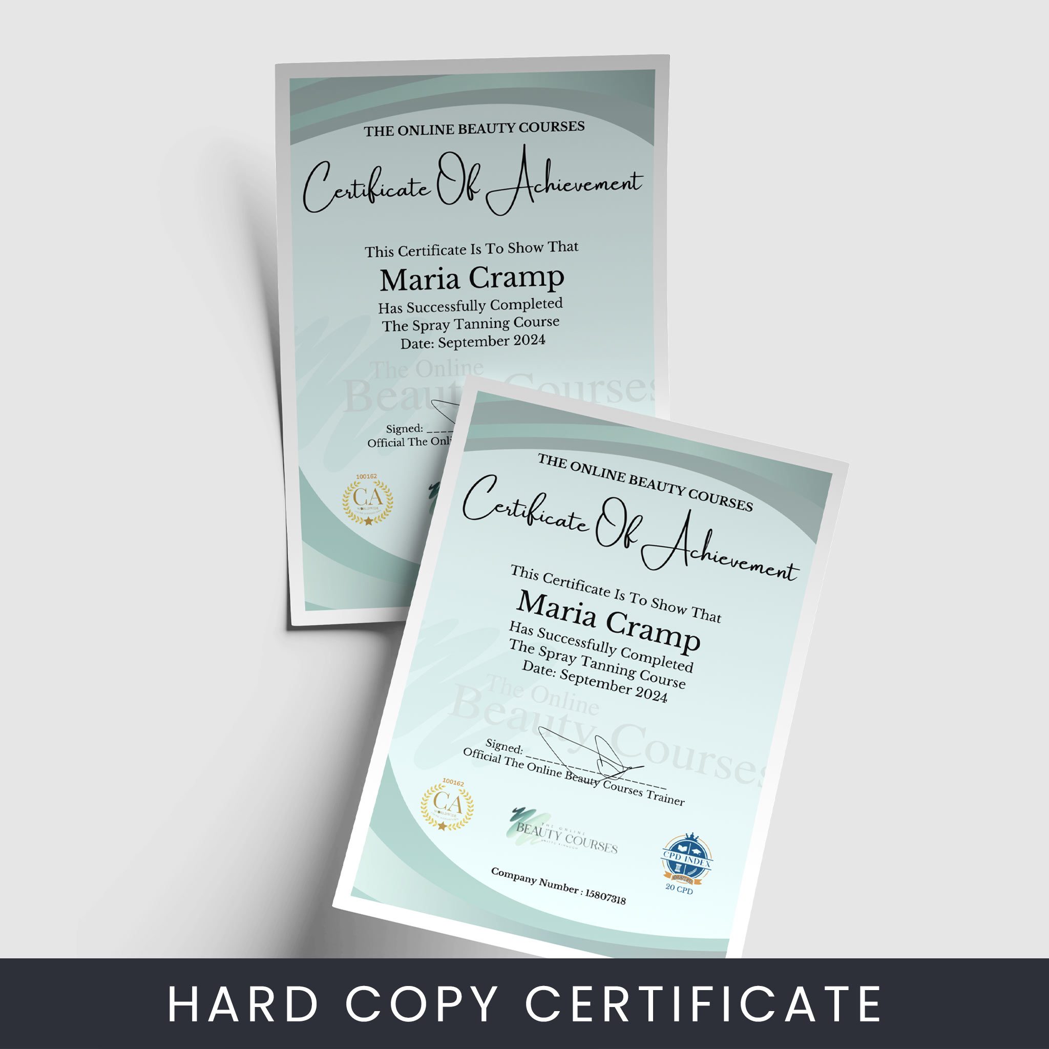 Hard Copy Certificate | The Online Beauty Courses 100+ Courses